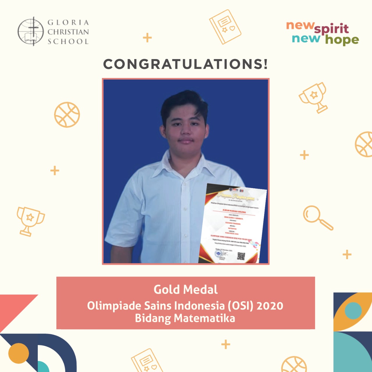 Gold Medal – Olimpiade Sains Indonesia 2020 – Sekolah Kristen Gloria